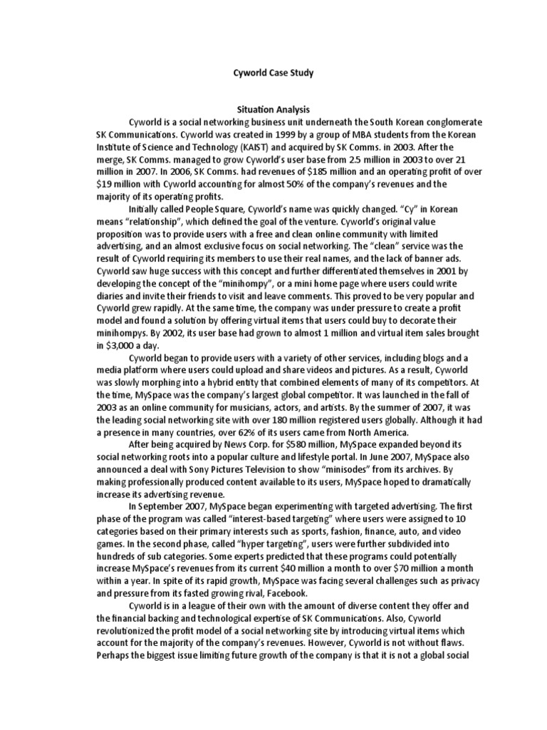 Cyworld Case Study | PDF | Myspace | Social Networking Service