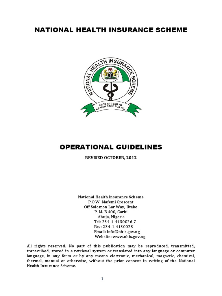 NHIS OPERATIONAL GUIDELINES (Revised) PDF | PDF | Health Maintenance ...