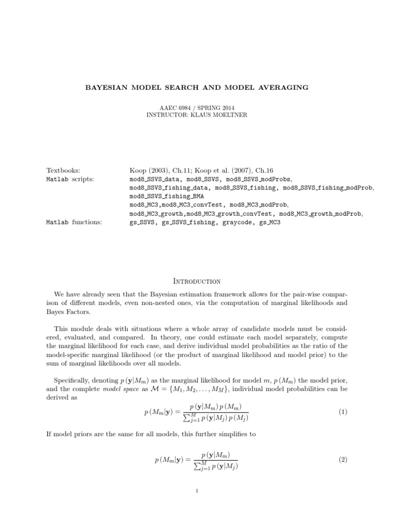Bayesian Model Search and Model Averaging: An Introduction to Stochastic Search Variable ...