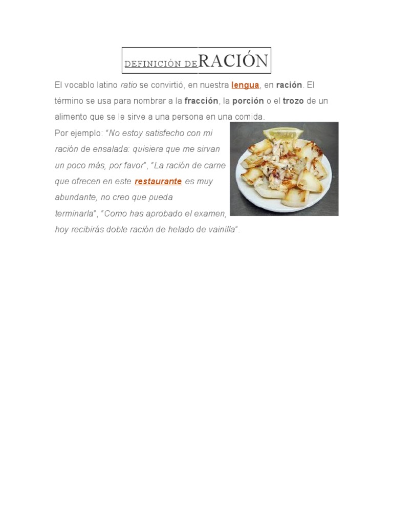Definición de Racion | PDF