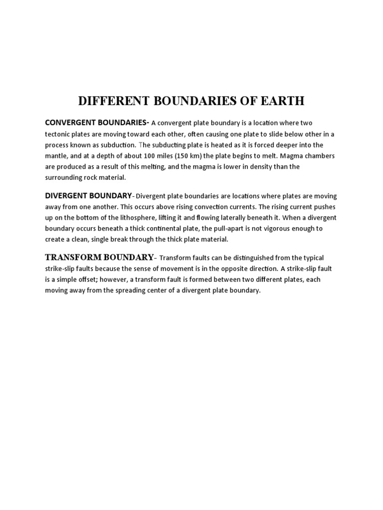 Types of Earth's Tectonic Boundaries | PDF