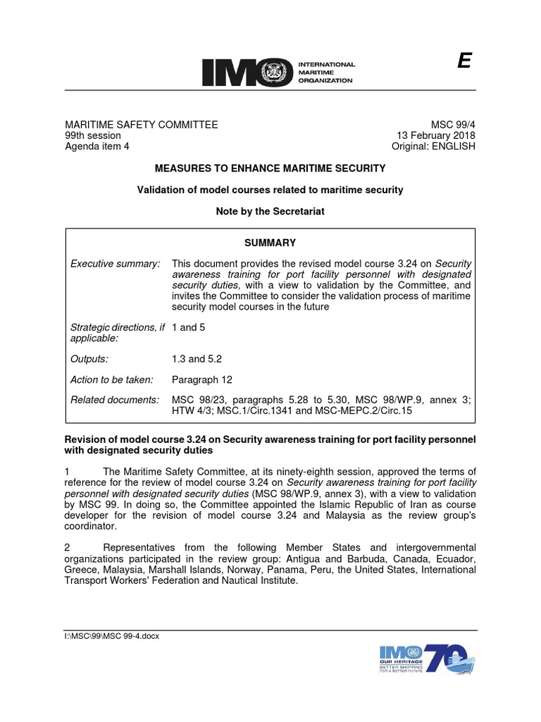 Model Course 3.24 Security Awareness Training For Port Facility ...