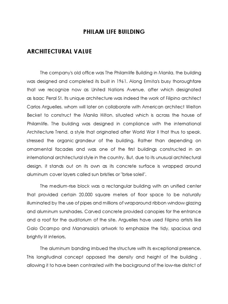 Philam Life Building Architectural Value | PDF | Art Media