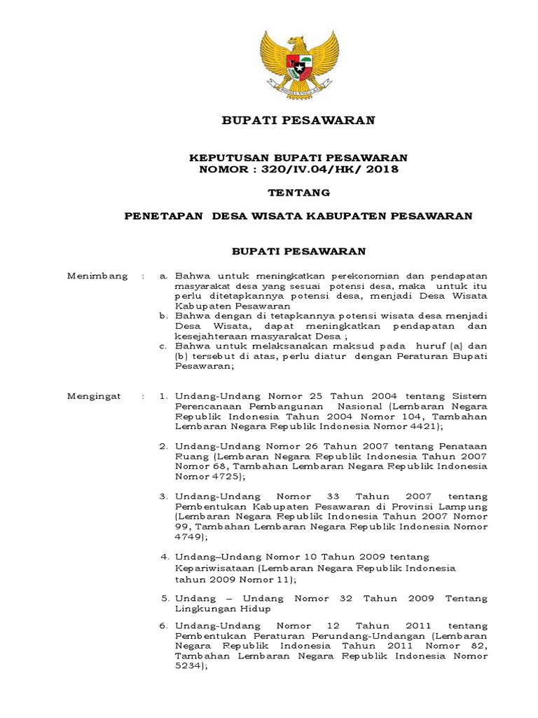 SK BUP 50 Desa Wisata OVOD PDF | PDF