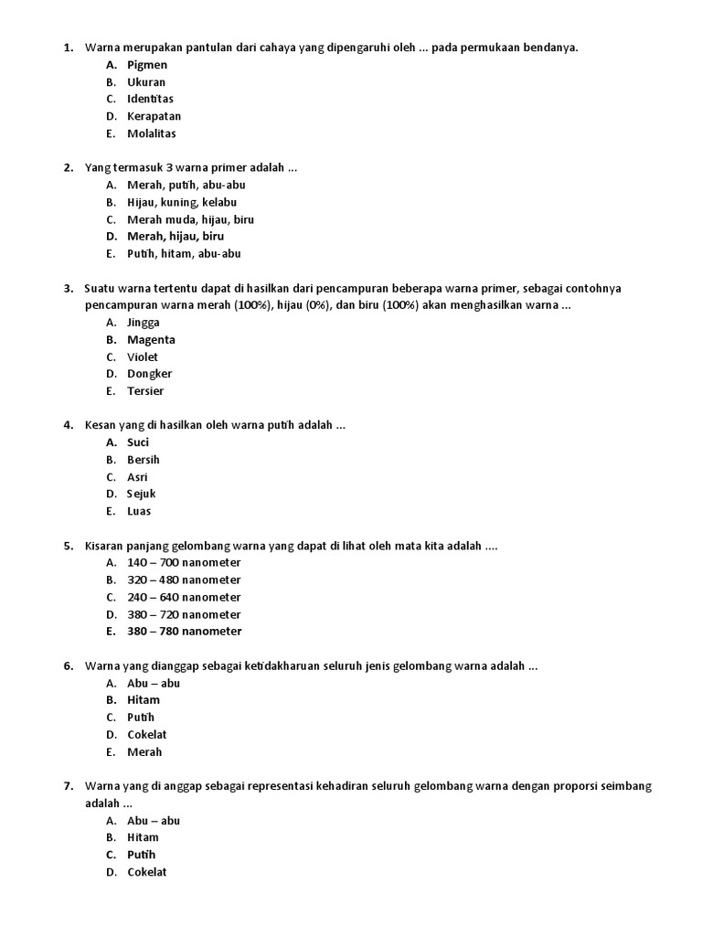 Fatmila - Soal Warna | PDF