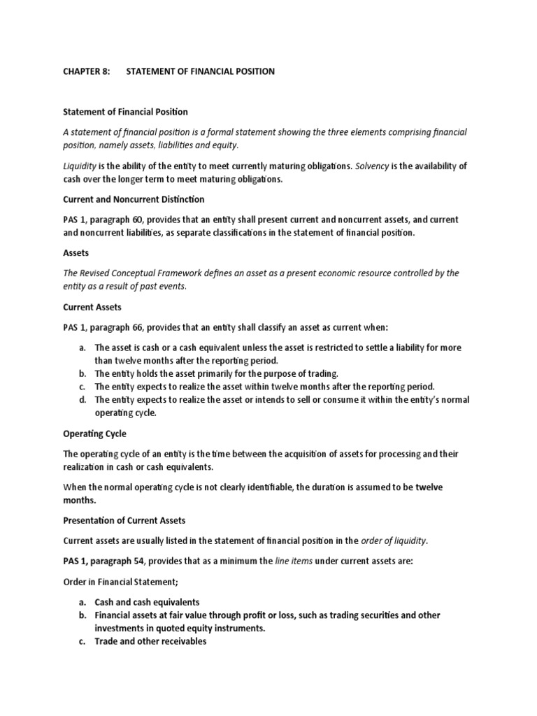 C8 Statement of Financial Position | PDF | Balance Sheet | Equity (Finance)