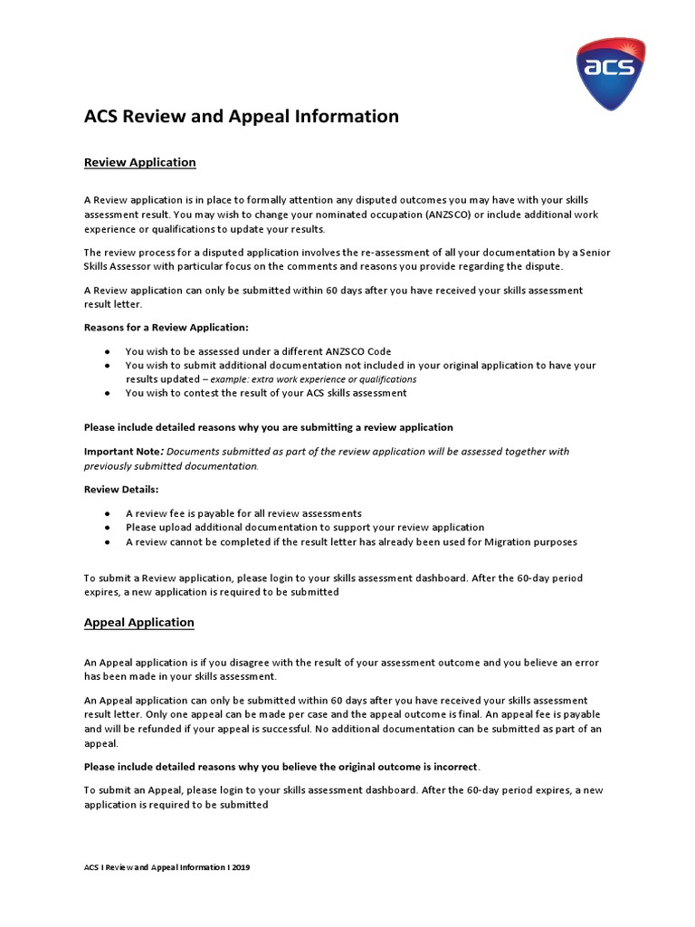 ACS Review and Appeal Process Guide | PDF