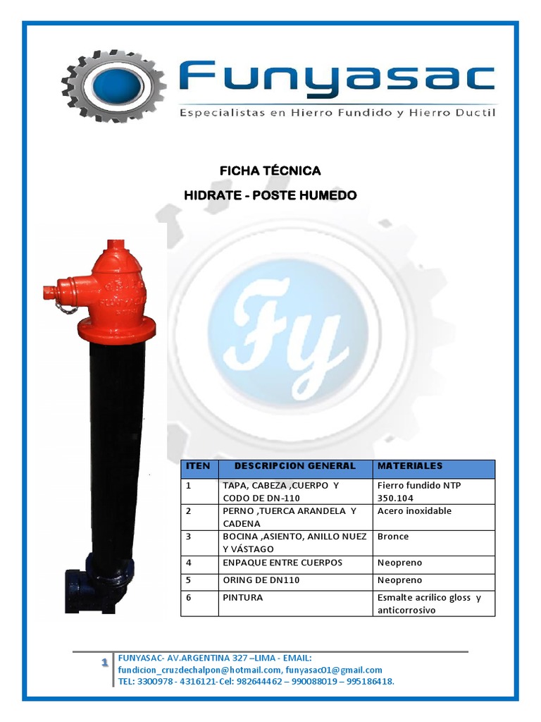 Ficha Técnica Hidrante Funyasac Original PDF | PDF
