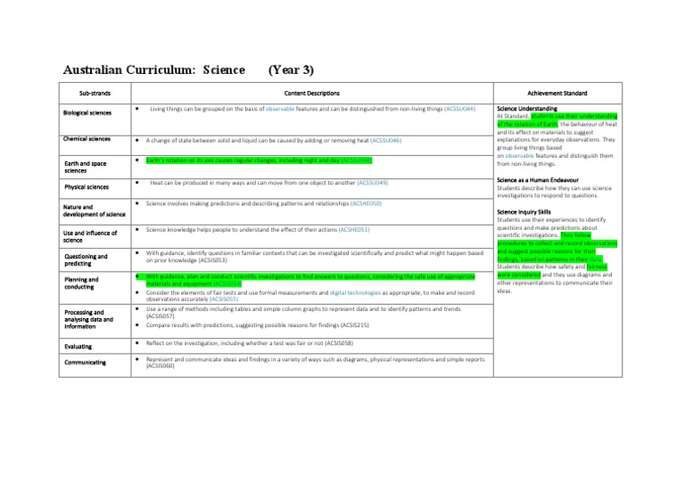 Year 3 Science Curriculum | PDF | Scientific Method | Prediction