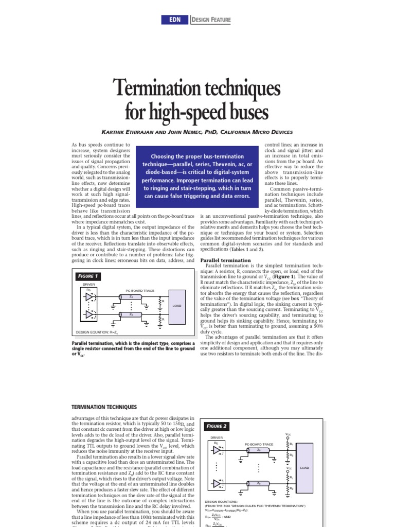 Termination Techniques For High-Speed Buses: K E J N, P D, C M D | PDF ...