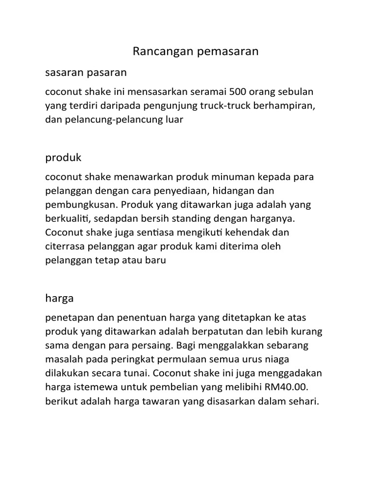 Rancangan Pemasaran Zafran | PDF