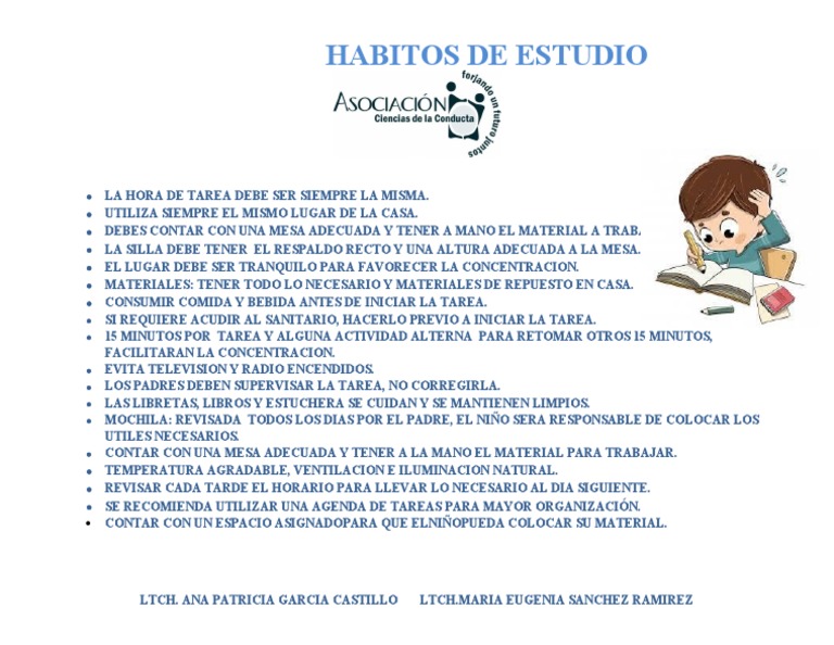 Hábitos de Estudio Efectivos para Niños | PDF | Hogar, jardinería y ...