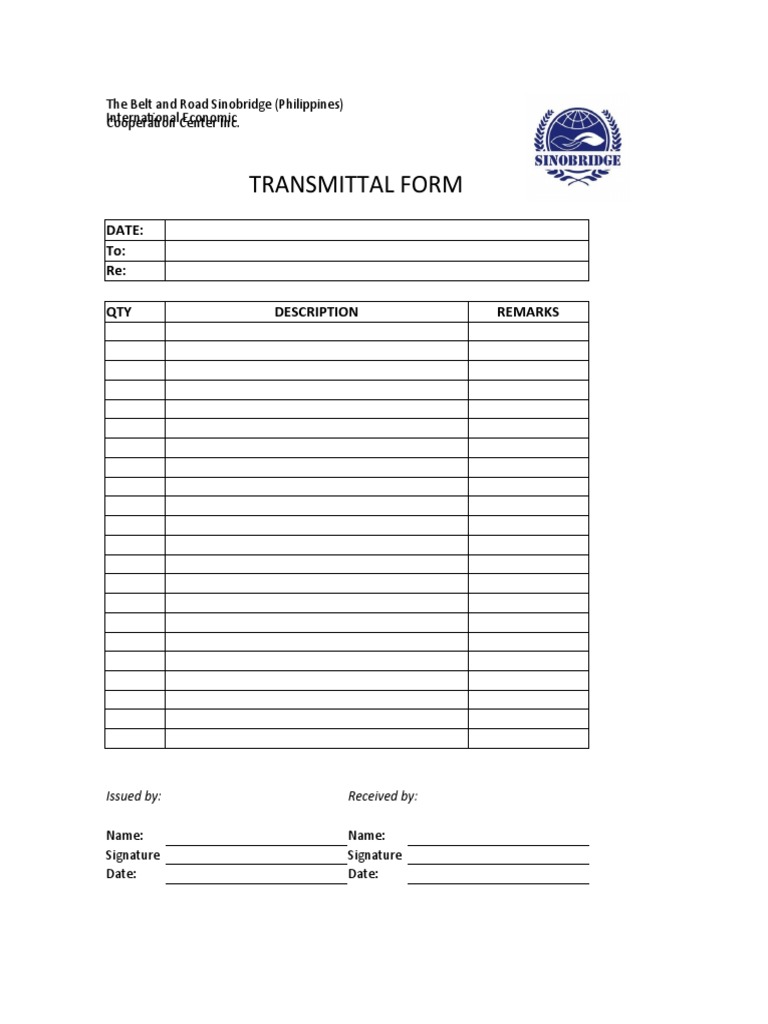Sinobridge Philippines Transmittal Form | PDF | Finance & Money ...