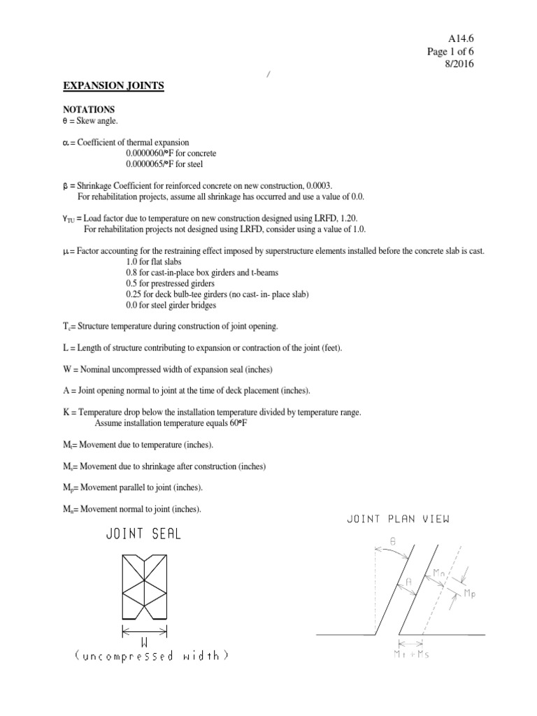 A14.6 Expansion Joint Design Procedure | PDF | Thermal Expansion | Runway