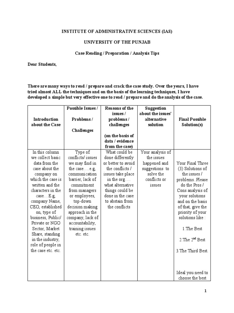 Case Reading and Analysis Tips | PDF | Decision Making | Business
