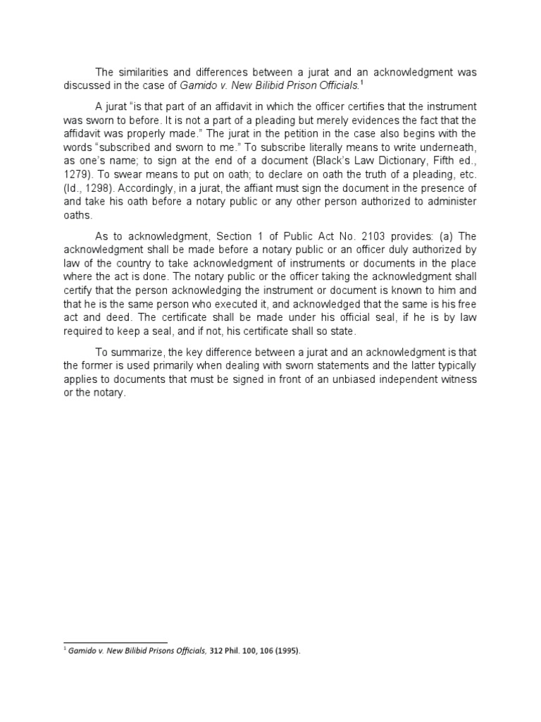 Jurat v. Acknowledgment | PDF