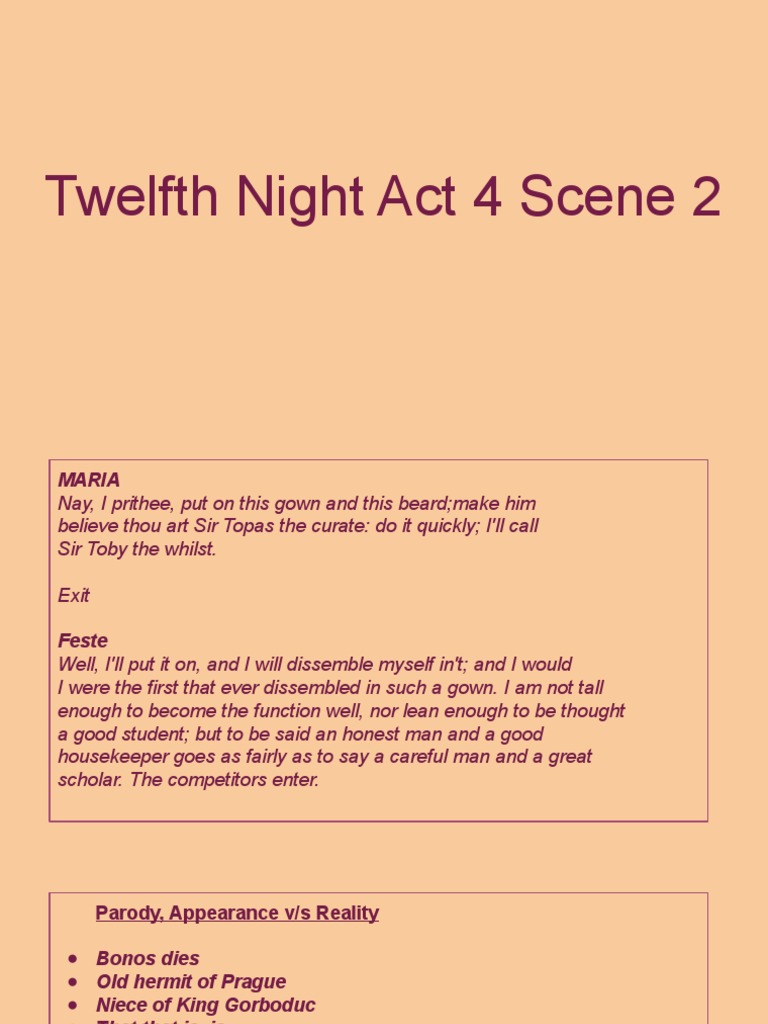 Twelfth Night Act 4 Scene 2 | PDF