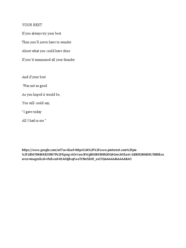 YOUR BEST Poem | PDF