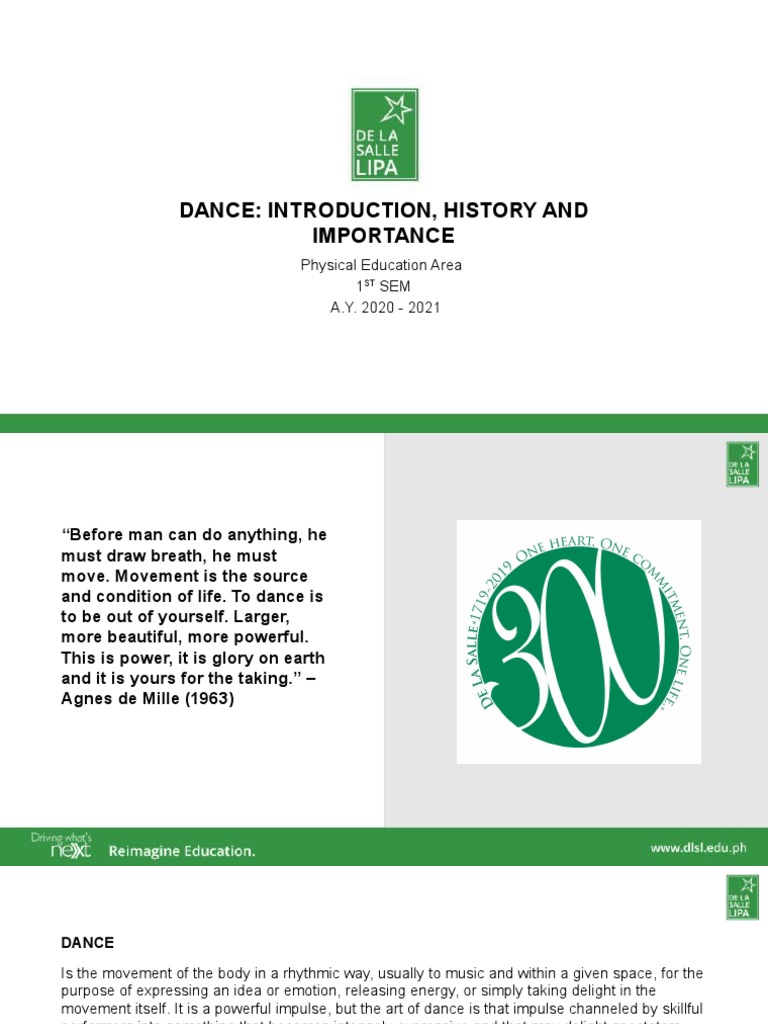 Dance: Introduction, History and Importance: Physical Education Area 1 ...