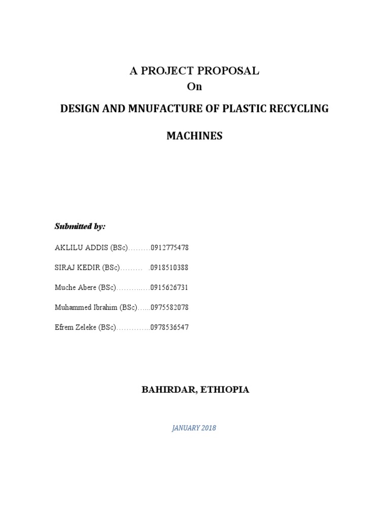 Proposal On Plastic Recycling | PDF | Recycling | Plastic