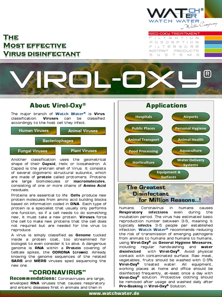 About Virol-Oxy Applications: The Greatest Disinfectant For Million ...