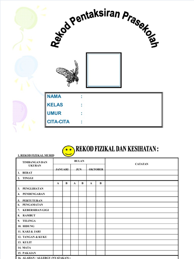 Dokumen - Tips - Rekod Pentaksiran Murid Prasekolah 1 | PDF