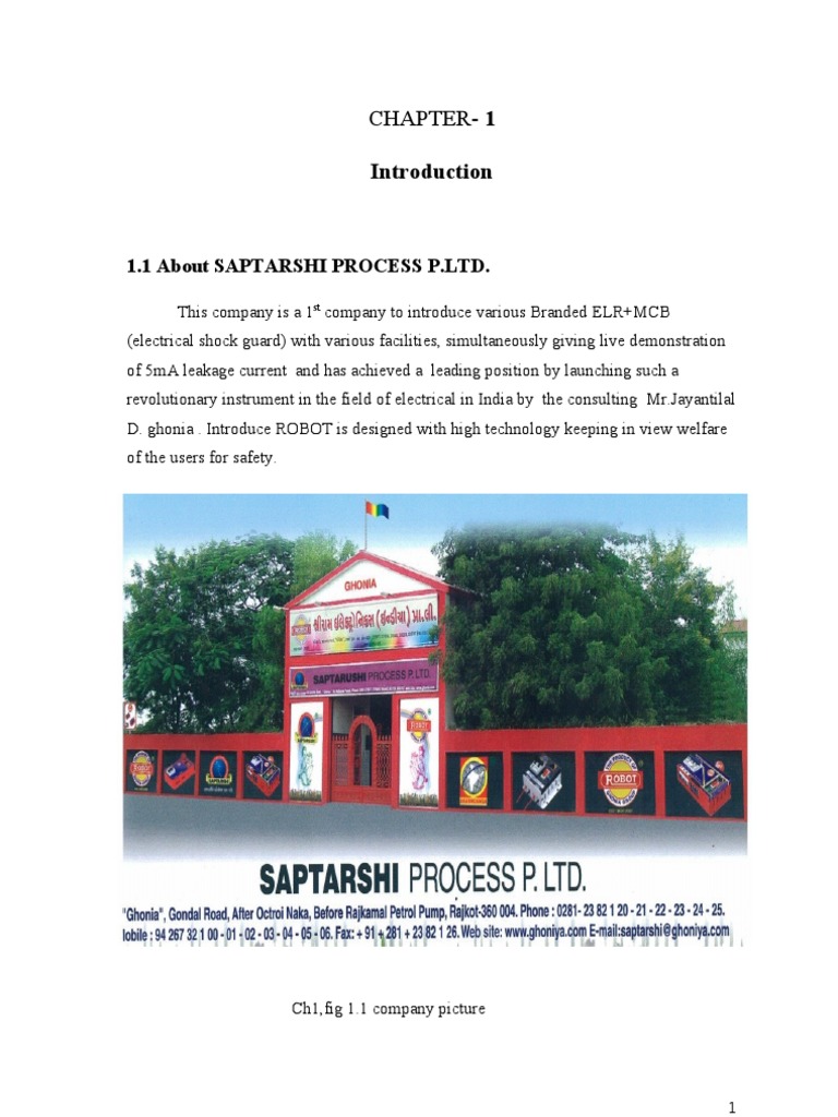 Chapter-1: 1.1 About Saptarshi Process P.LTD | PDF | Power Engineering ...