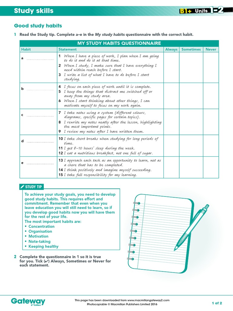 B1+ UNITS 1 and 2 Study Skills PDF | PDF | Study Skills | Motivation