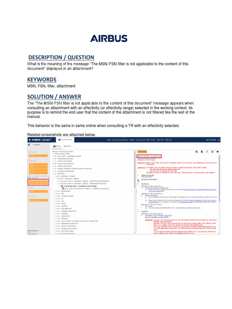 What does "MSN/FSN filter is not applicable | PDF