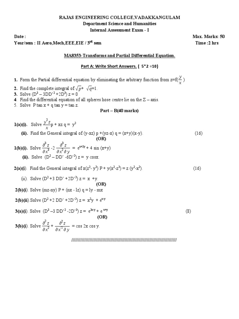 MA8353 Transform and Partial Differential Equation | PDF