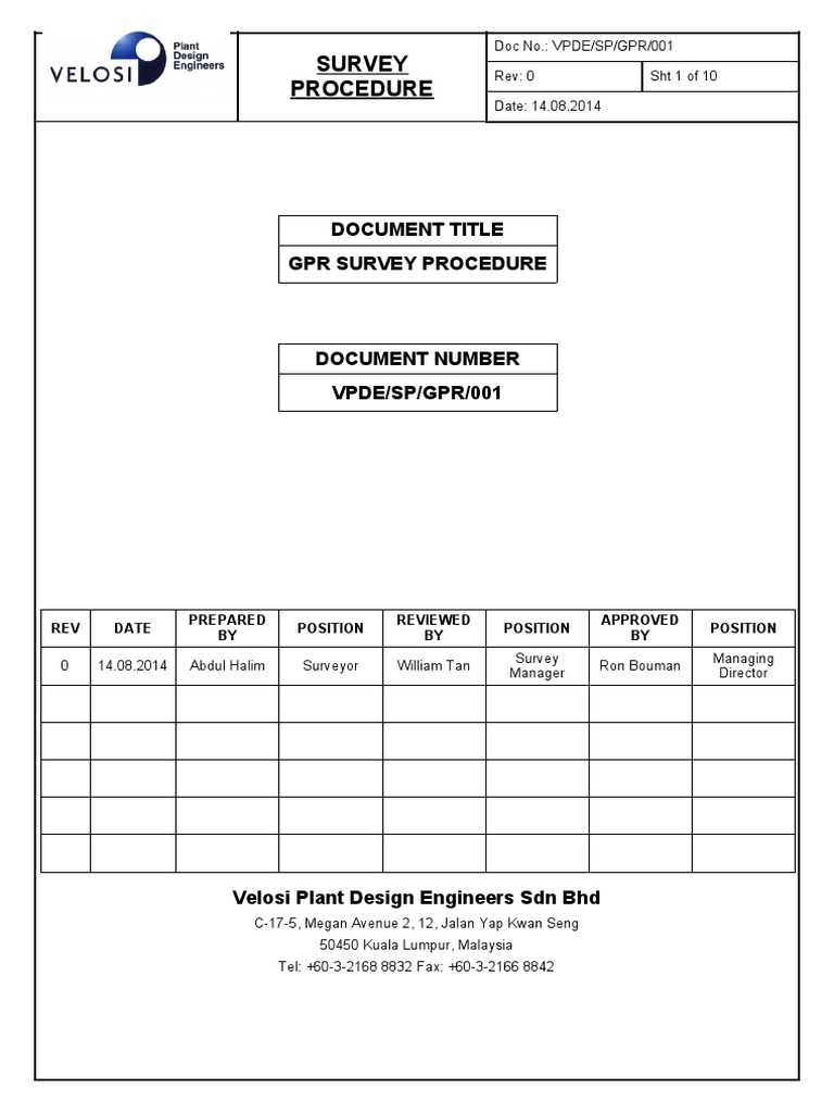 Document Title GPR Survey Procedure | PDF | Electronics | Manufactured ...
