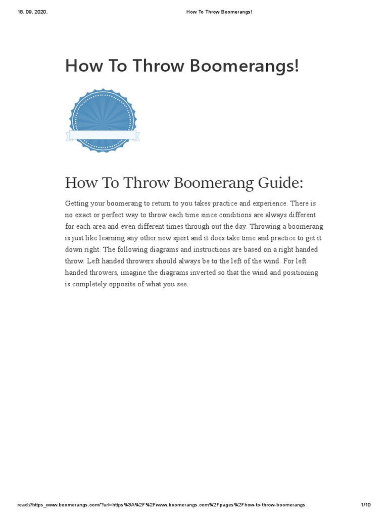 How To Throw Boomerangs! | PDF | Nature
