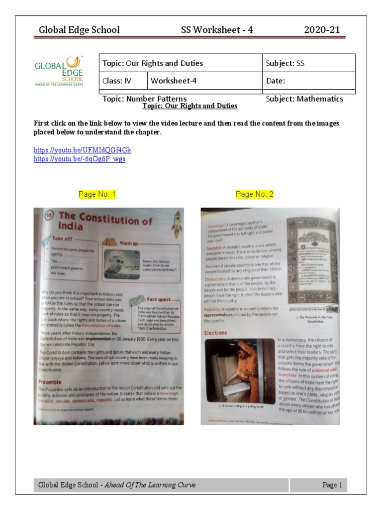 Global Edge School Ss Worksheet - 4 2020-21 | PDF