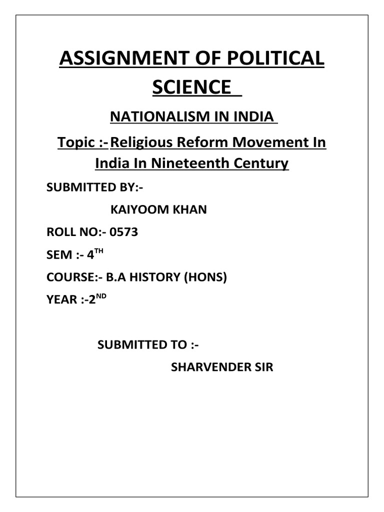 Assignment of Political Science | PDF | Swami Vivekananda | Ramakrishna ...