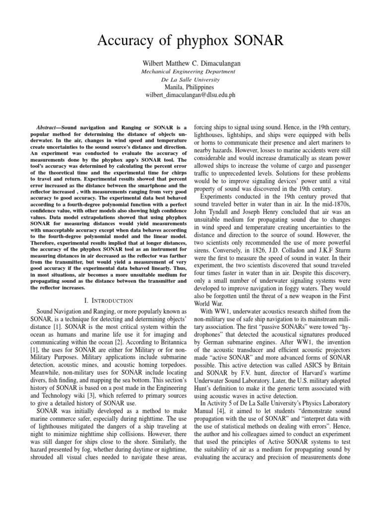 Phyphox SONAR Accuracy Analysis | PDF | Sonar | Acoustics