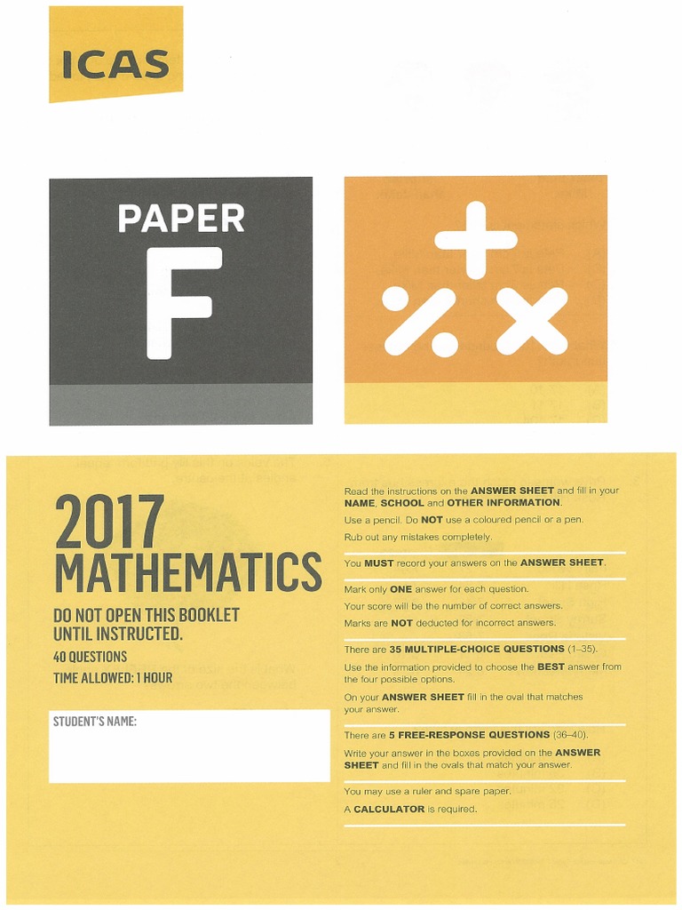 2017 ICAS Mathematics Paper F | PDF