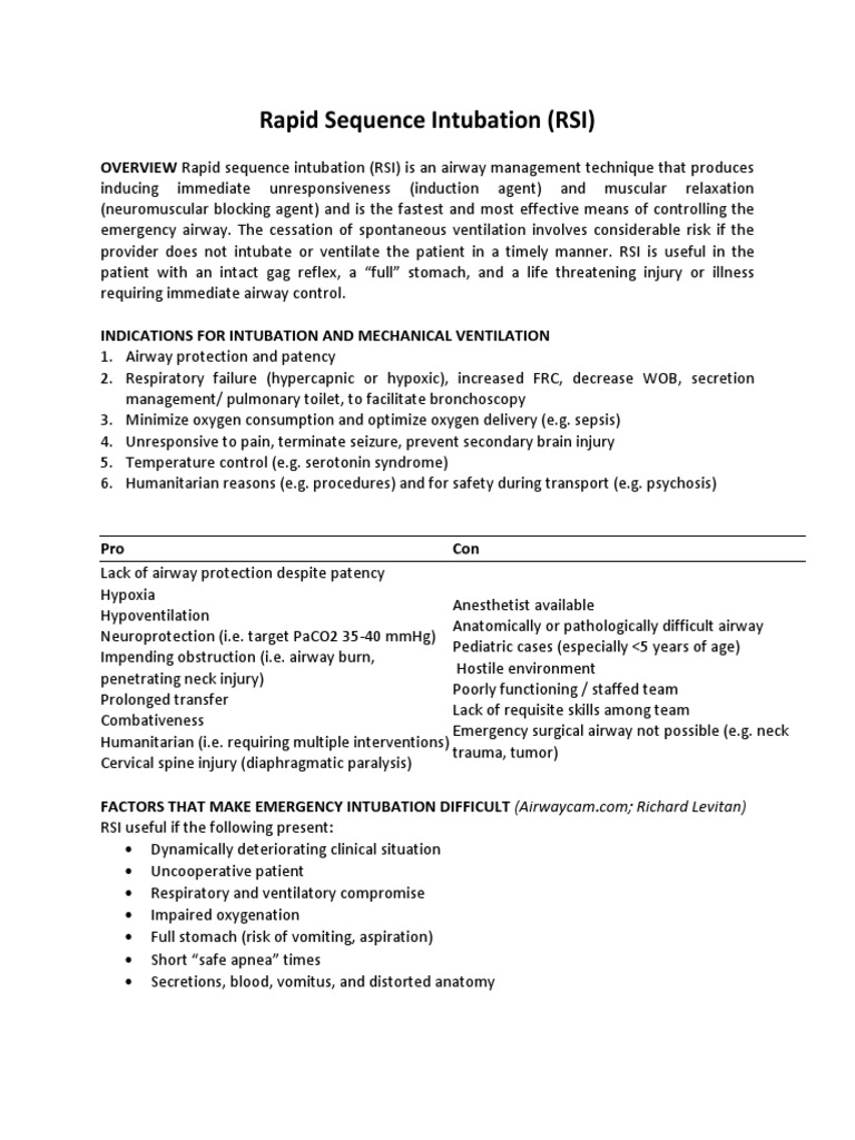 Rapid Intubation for Clinicians | PDF | Human Diseases And Disorders ...