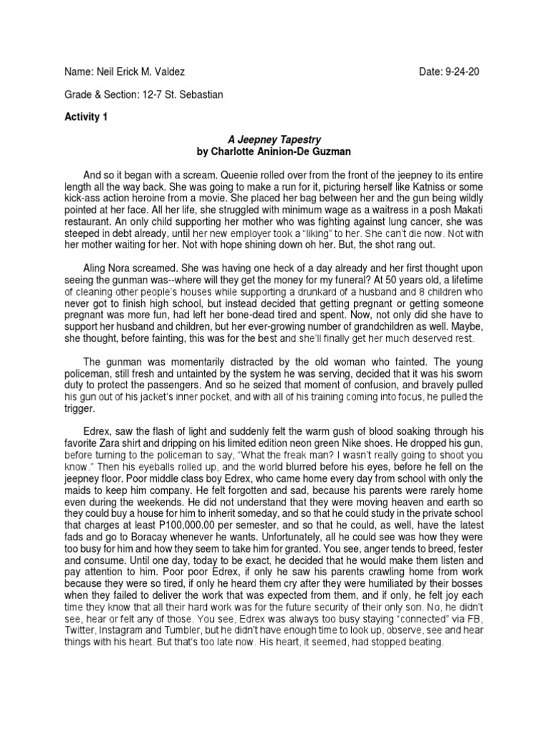 Activity 1: A Jeepney Tapestry | PDF