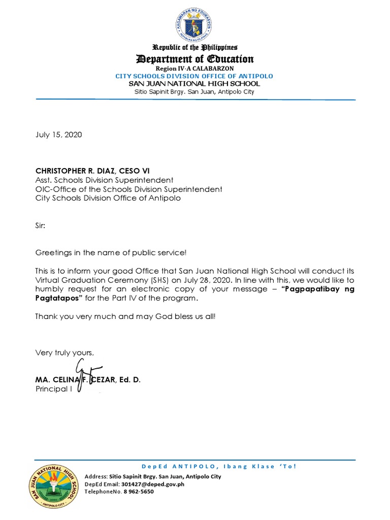 Department of Education: Christopher R. Diaz, Ceso Vi | PDF