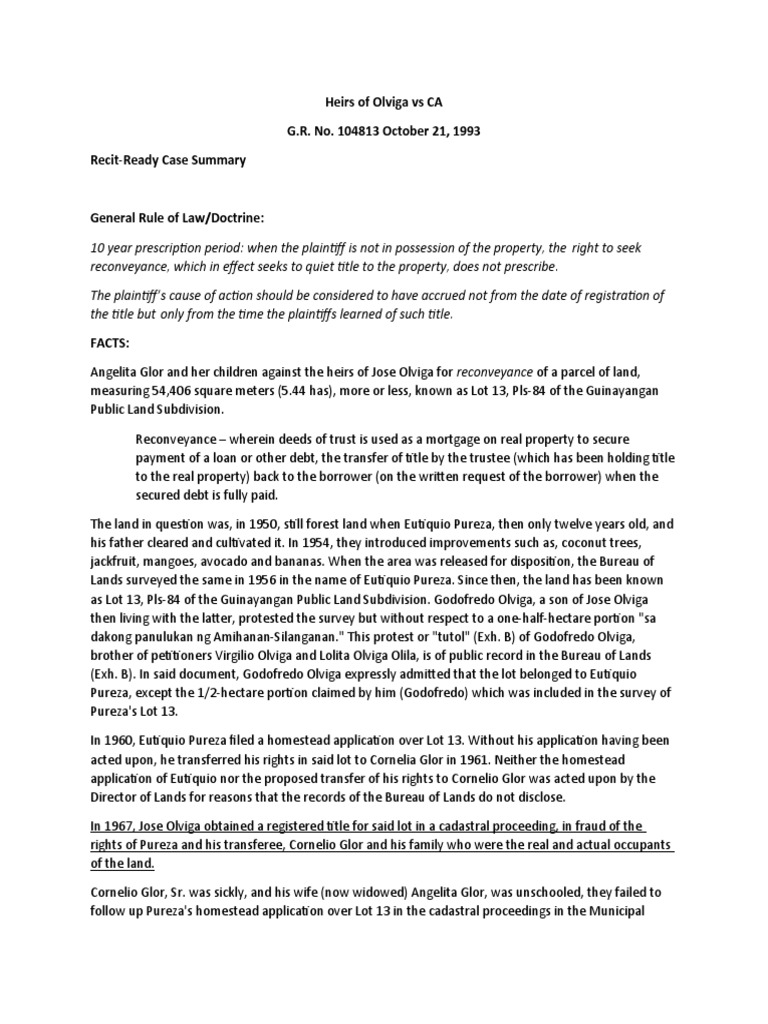 Heirs of Olviga Vs CA | PDF | Appeal | Lawsuit