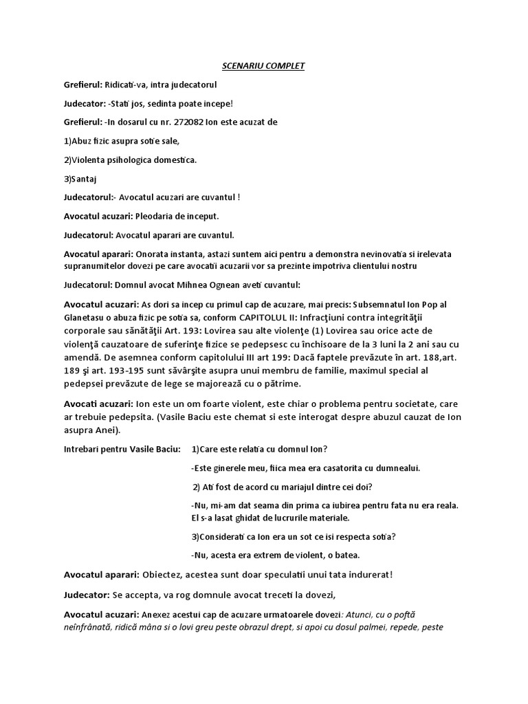 Scenariu Complet | PDF
