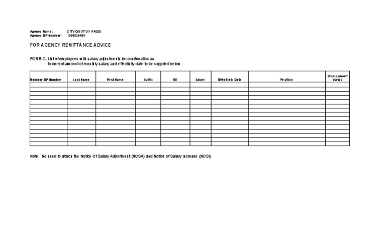 ARA Form C of Gsis | PDF | Finance & Money Management