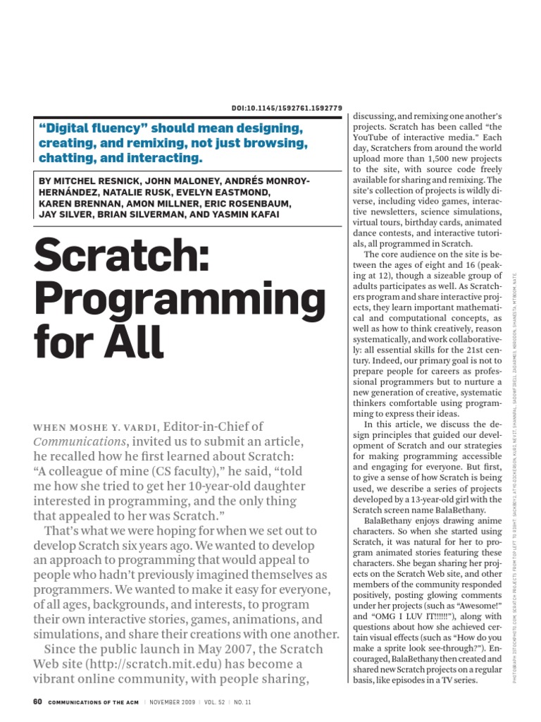 Scratch: Programming For All | PDF