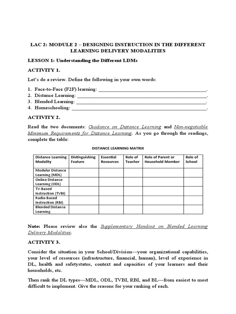 Minimum Requirements For Distance Learning. As You Go Through The ...