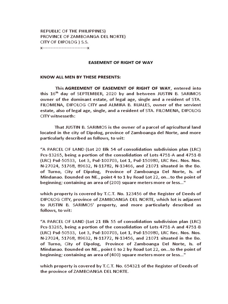 Easement of Right of Way | PDF | Easement | Government Information