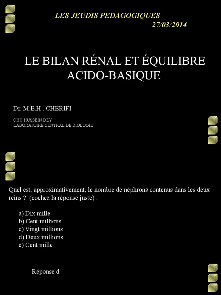 Le Bilan Renal Et Eab | PDF | Créatinine | Rein