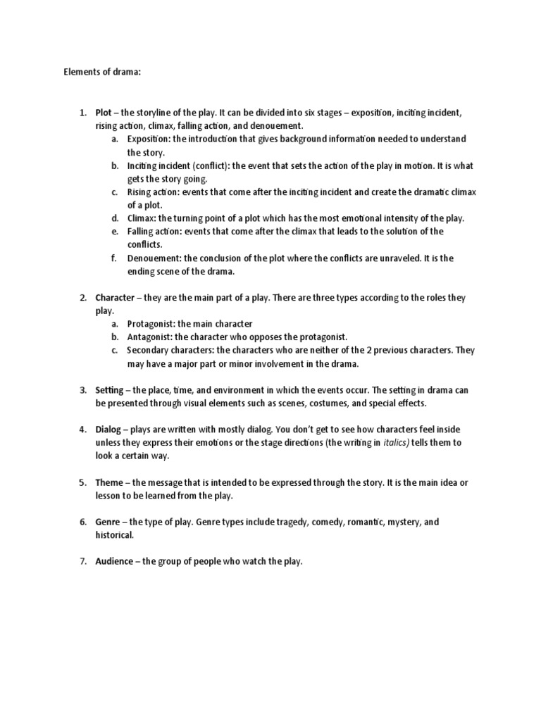 Drama Elements Explained | PDF | Art | Young Adult