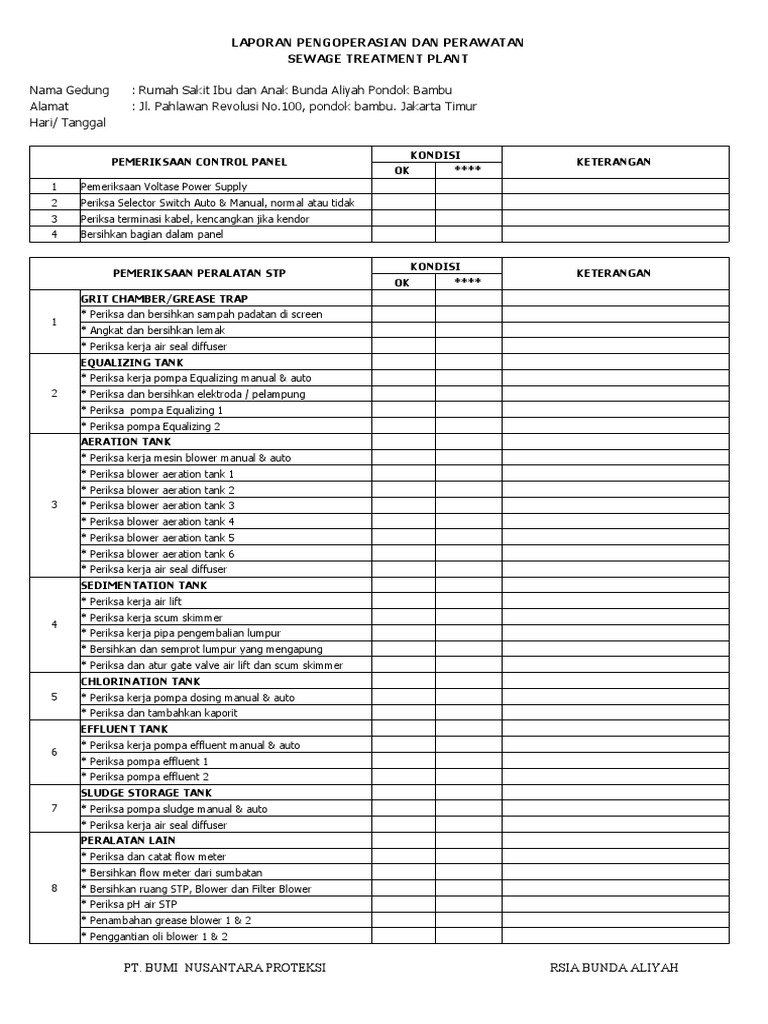 Form Pengecekkan Ipal | PDF