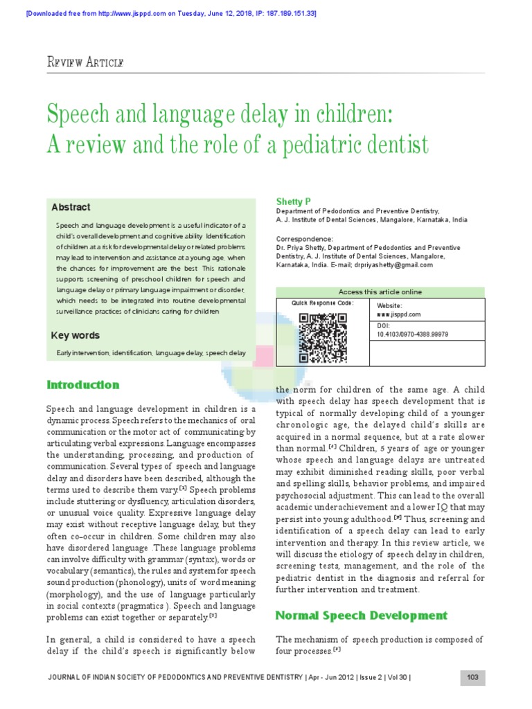 Speech and Language Delay in Children | PDF | Speech | Autism