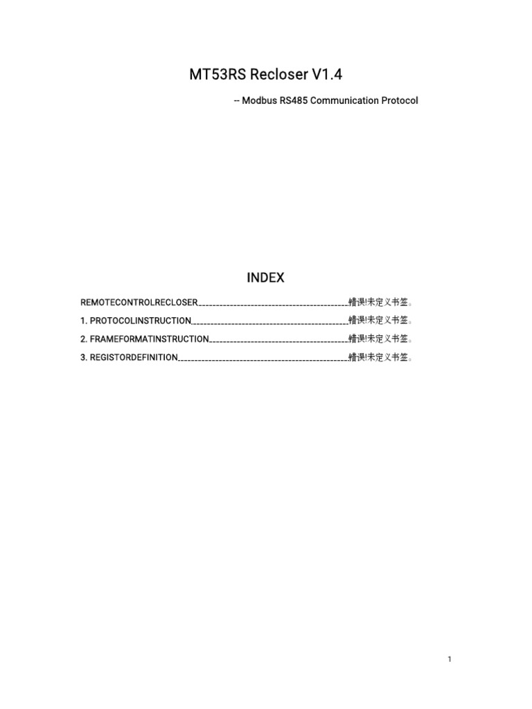 MT53RS Modbus Communication Protocol RS485 | PDF | Internet Protocols | Computer Networking